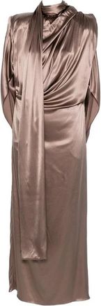 MUGLER Femme, Robes, Brun, Taille: 36 FR Robe du Soir &agrave; &Eacute;charpe Drapp&eacute;e