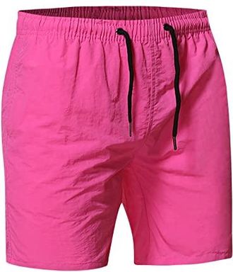 Generic Short de bain d&eacute;t&eacute; multifonction pour homme - 5 minutes - Couleur unie - Pour la plage, le sport, le fitness, les vacances, rose vif, 3XL