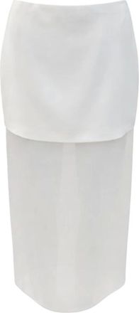 Simona Corsellini Femme, Jupes, Blanc, Taille: 38 FR Gonna Midi in Cady Trasparenza in Organza