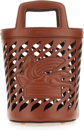 Etro Womens Coffa Bag With Logo Buff Leather Handbags Hand