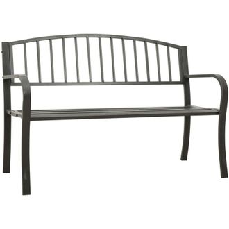 vidaXL Gartenbank 125 cm Stahl Grau vidaXL