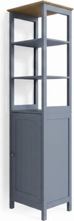 Vicco Badschrank Grau Bianco 40x160x32 cm - W&auml;scheschrank, Zus&auml;tzlicher Stauraum f&uuml;r Handt&uuml;cher, Pflegeprodukte & Deko