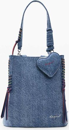 Desigual Petit sac &agrave; dos en jean avec coeur - Bleu