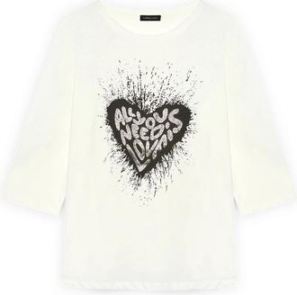 Fiorella Rubino Femme, Tops, Blanc, Taille: 46 FR Rock Print Jersey T-Shirt