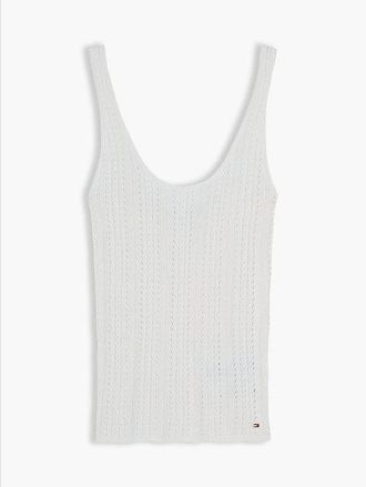Tommy Hilfiger D&eacute;bardeur slim motif pointelle d&eacute;collet&eacute;