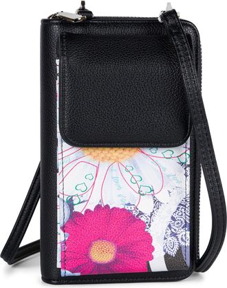 styleBREAKER Umh&auml;ngetasche Mini Bag Ethno Blumen Bl&uuml;ten - RFID Schutz