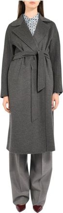 Max Mara Femme, Manteaux, Gris, Taille: 40 FR Manteau long à manches longues avec ceinture