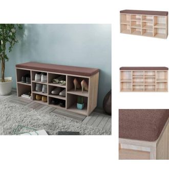 vidaXL Schuhschrank Schuhbank Sitzbank 10 F&auml;cher Eichefarbe - Schuhschrank - Schuhbank - Sitzbank - Eichenholz - M&ouml;bel