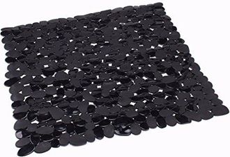 MSV 140892 Galets Tapis de Douche PVC Noir 53 x 53 x 0,1 cm