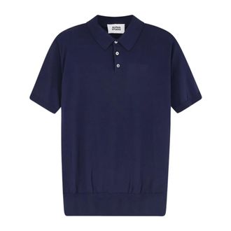 Alpha Studio Homme, Tops, Bleu, Taille: 4XL Polo en Coton et Soie