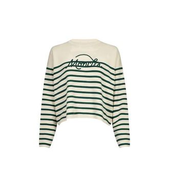 Moncler Pull ray&eacute; ample &agrave; logo brod&eacute; en laine