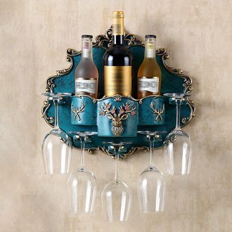 Generic Weinregal Wand, Wand-Weinhalter, Kreatives Styling, Exquisite Verarbeitung, Retro-Mode, Geeignet für Restaurants, Wohnzimmer, Bars(Blue)