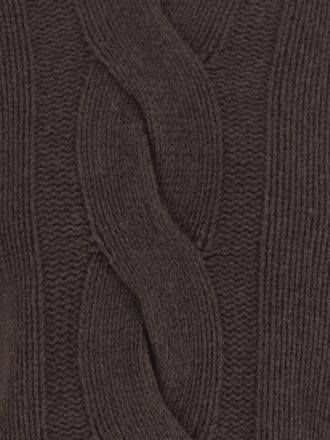 Bruno Manetti Womens Cable-Knit Sweater Dark Brown Virgin Wool
