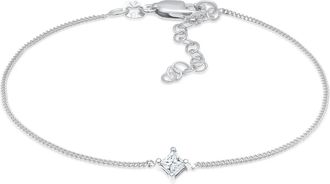 Elli Armbänder - Armband Solitär Viereck Diamant (0.1 ct.) 925 Silb - Gr. 16 CM - in Silber - für Damen