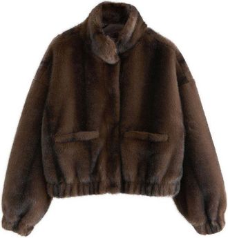 Next Fellimitatjacke Bomberjacke mit Trichterkragen und Kunstfell (1-St)