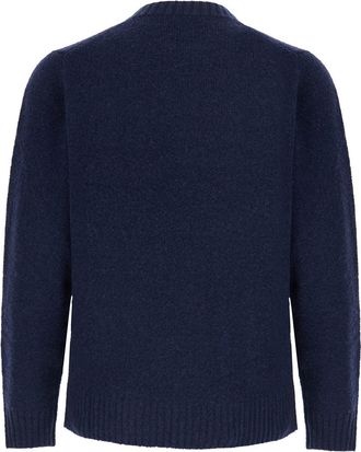 KANGRA Wool-Blend Crew Neck Sweater - Navy