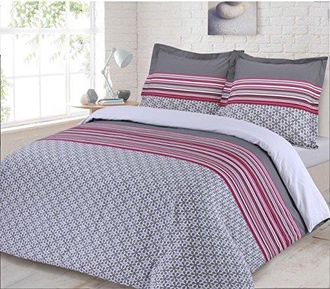 Vision Streetwear Parure de lit Tracy - 100% Coton - Set de Housse de Couette 200x200 cm avec 2 taies doreiller pour lit 2 Personnes - Fibres Naturelles - Oekotex