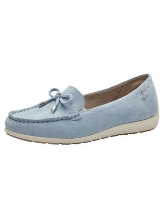 Tamaris Comfort Damen Mokassins aus Leder mit Schleife, Blau (Sky Suede), 37 EU