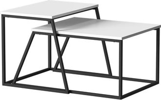 Vicco Couchtisch-Set Myra, Weiß/Schwarz, 60 x 50 cm 2 Teile