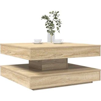 vidaXL Vidaxl - Table basse gigogne rotative &agrave; 360 degr&eacute;s en bois ding&eacute;nierie ch&ecirc;ne sonoma 70x70x34,5 cm - Capacit&eacute; 20 kg - Assemblage requis