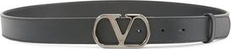 Valentino Ceinture &agrave; logo en cuir de veau