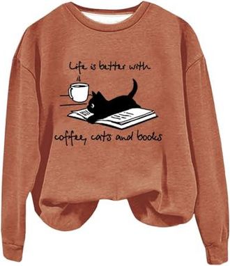 Generic Sweat-shirt pour femme - Imprim&eacute; graphique - Haut surdimensionn&eacute; - Col rond - Manches longues - Automne - Hiver - D&eacute;contract&eacute; - Confortable - Tendance