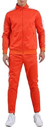 ORANDESIGNE Survêtement Homme Sweat à Capuche Zippé et Pantalon Ensemble de Sport Manches Longues Hoodie Pull Veste à Capuche et Jogging 2 Pièces B Orange S