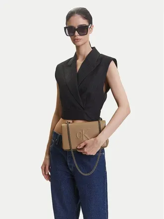 Calvin Klein Jeans Handtasche Sculpted Ew Flap25 Shoulder Bag LV04K3035G Beige