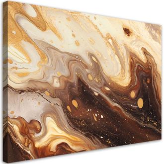 Artgeist Tableau d&eacute;co Abstrait beige avec or 90x60