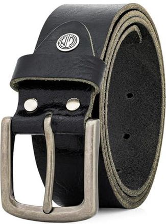 Lindenmann ceinture homme de cuir de buffle, 40 mm large et 3,8 mm fort, ajustable, noir, Farbe/Color:noir, Size US/EU