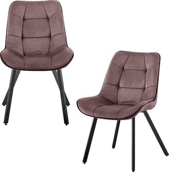 Trisens Samtstühle Stoffstühle Polsterstuhl Esszimmerstühle Küchenstühle aus Samt Metallbeine, Farbe:Dustrosa, Menge:2 St