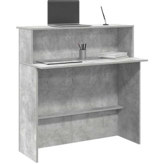 vidaXL Vidaxl - Bureau de r&eacute;ception gris b&eacute;ton 100x50x103,5cm bois ding&eacute;nierie