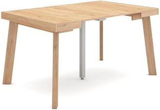 Skraut Home | Ausziehbarertisch | Multifunktionaler ausziehbarer | 140 | F&uuml;r 6 G&auml;ste | H&ouml;lzerne Beine | Moderner Stil | Eiche