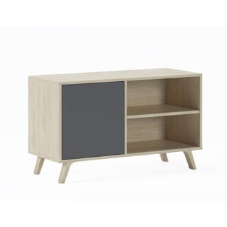 Skraut Home Skraut Home - M&ouml;bel tv 100 mit linker T&uuml;r, Wohnzimmer, WIND-Modell, Puccini-Strukturfarbe, anthrazitgraue T&uuml;rfarbe, Ma&szlig;e 95x40x57cm hoch