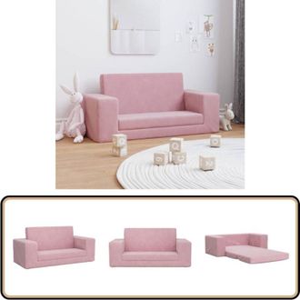 vidaXL Vidaxl - Canapé-lit pour enfants 2 places rose peluche douce - Canapé Lit Enfant - Canapé Bébé - Mobilier Enfant - Meubles Chambre Enfant - Fauteuil