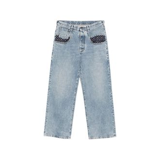 Maison Margiela Acid-Wash with Paisley-Print Insert Jeans - Blue