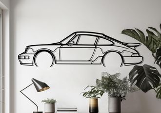 Generic Metall Wandbild, Porsche 964 Wanddeko, Auto Silhouette, 49 cm (19)