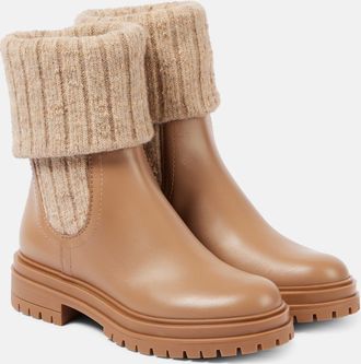 Gianvito Rossi Chelsea Boots Tenney aus Leder mit Strick