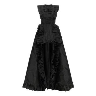 Giovanni Bedin Robe Longue Asym&eacute;trique &agrave; Volants - Femme - Robes - Noir - Taille: 36 FR