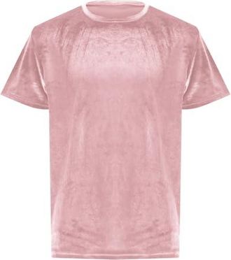 Generic T-shirts hommes velours velours mode hip-hop slim simple manches courtes, Rose, 3XL