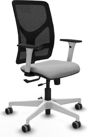 Piqueras y Crespo Schreibtischstuhl, grau, Rollen mit wei&szlig;en und schwarzen Armlehnen, h&ouml;henverstellbare Lendenwirbelst&uuml;tze, ausgestattet mit Syncro/Traslack und Schneid