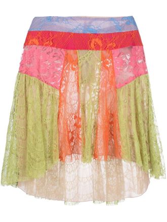 Dsquared2 jupe en dentelle &agrave; coupe asym&eacute;trique - Vert