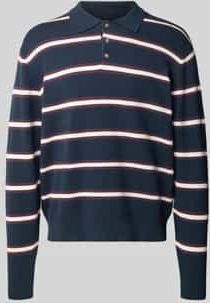 Jack & Jones Langarm-Poloshirt aus Viskose-Mix im Allover-Look