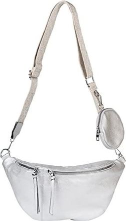 styleBREAKER Sac &agrave; bandouli&egrave;re pour femme croissant 3 pi&egrave;ces, bandouli&egrave;re avec motif, porte-cl&eacute;s, sac 02012398, argent, Taille unique
