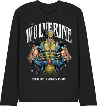 MARVEL Unisex Wolverine Merry Xmas Bub Long Sleeve, Black T-Shirt, Schwarz, XXL