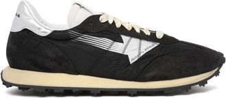 RUN OF Homme, Chaussures, Noir, Taille: 44 EU Black Suede and Nylon Baskets