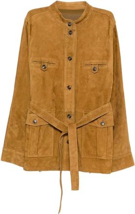 Yves Salomon Femme, Vestes, Brun, Taille: 42 FR Leather Vestes