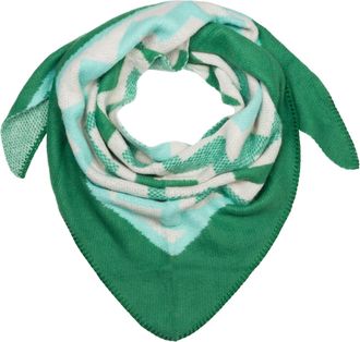 styleBREAKER Damen XXL Web Dreieck Schal mit buntem Zick-Zack Zacken Muster, Dreiecktuch, Winter Schal warm weich, Tuch 01020049, Farbe:Gr&uuml;n-T&uuml;rkis