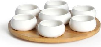 Medard De Noblat Tapas - Set 7 coupelles ap&eacute;ritives en c&eacute;ramique avec plateau en bambou tournant