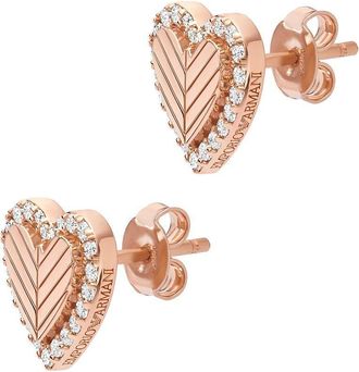 Emporio Armani Damen Ohrringe aus Edelstahl oder Halbedelsteinen mit Push-Back-Verschluss, Glänzendes Roségold